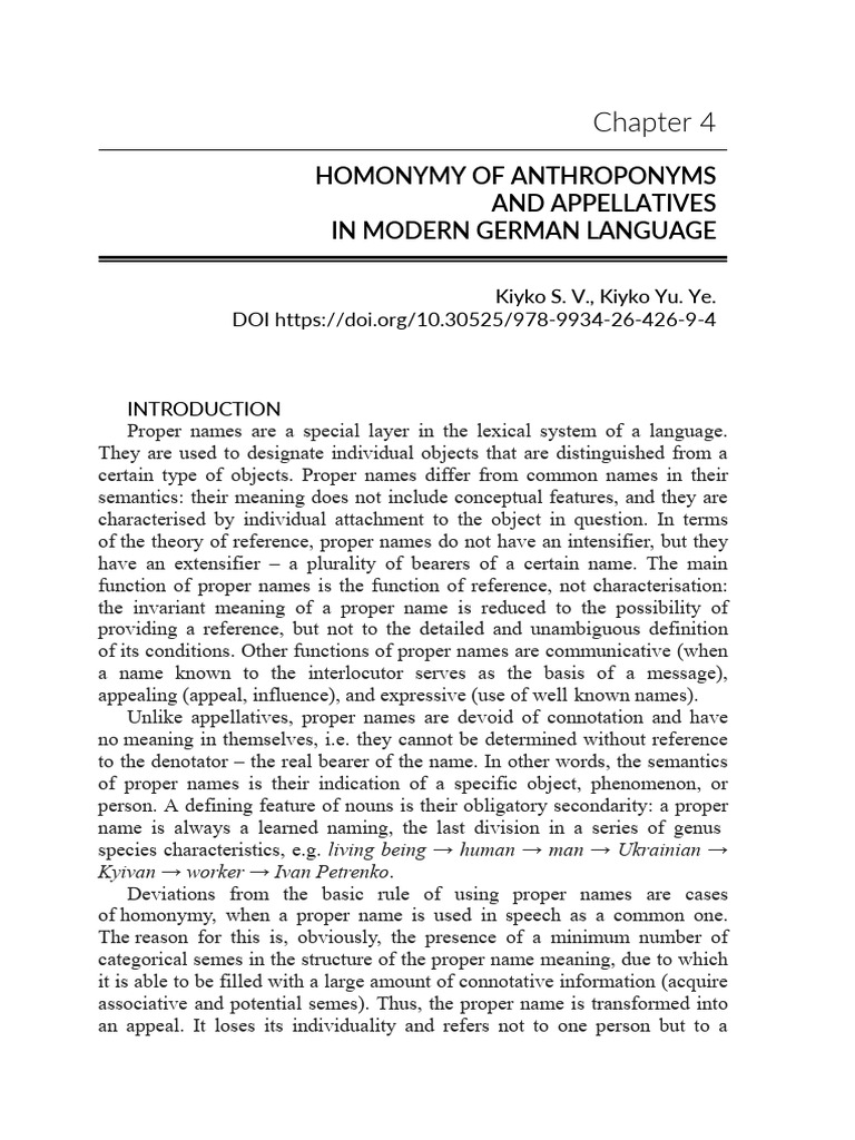 Anthroponym Homonymy in German | PDF | Semantics | Word