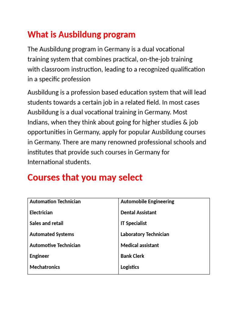 Understanding Ausbildung Programs in Germany | PDF | Vocational ...