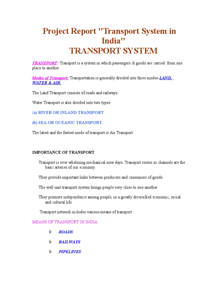 Transport System in India | PDF | Rail Transport | Port