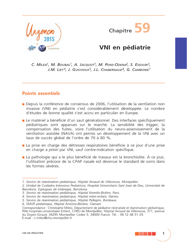 VNI en pédiatrie : avancées et pratiques | PDF | Médecine clinique ...