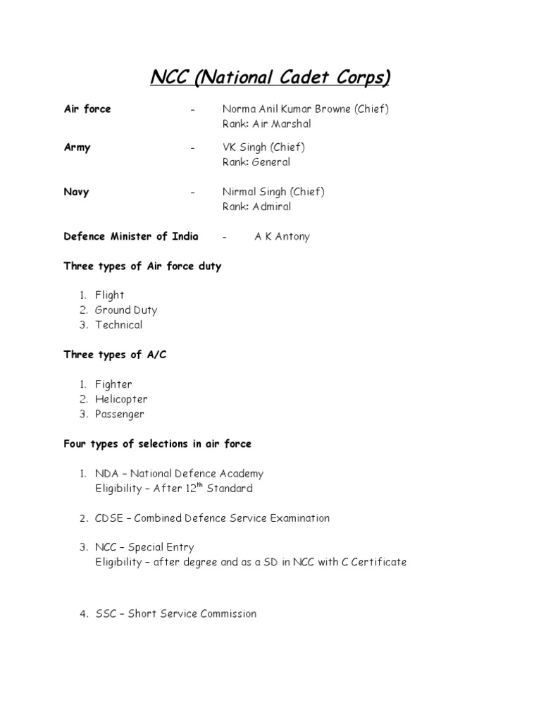 NCC Notes | PDF | Officer (Armed Forces) | Defense Policy