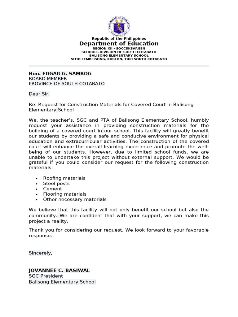 Letter Request to PSB | PDF