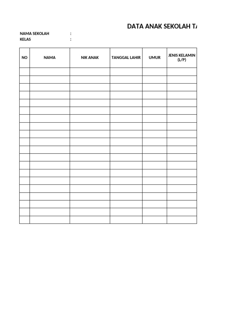 Blangko Data Anak Sekolah | PDF