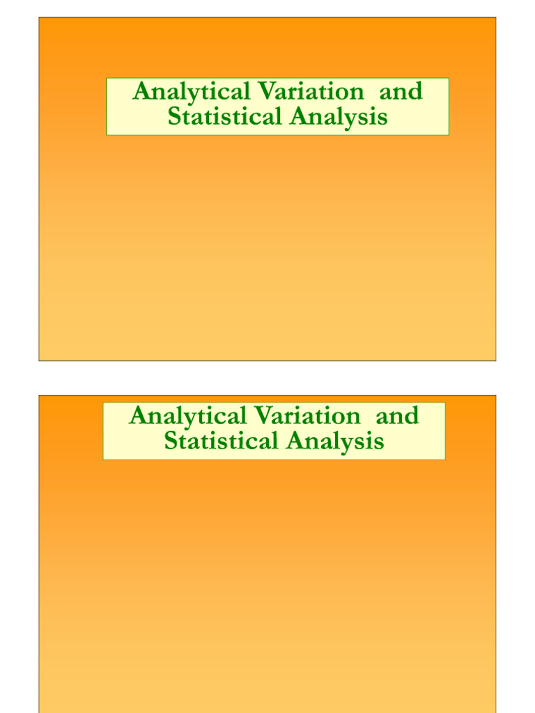 Analytical Variation and Statistical Analysis - PPT (Compatibility Mode) | PDF | Observational ...