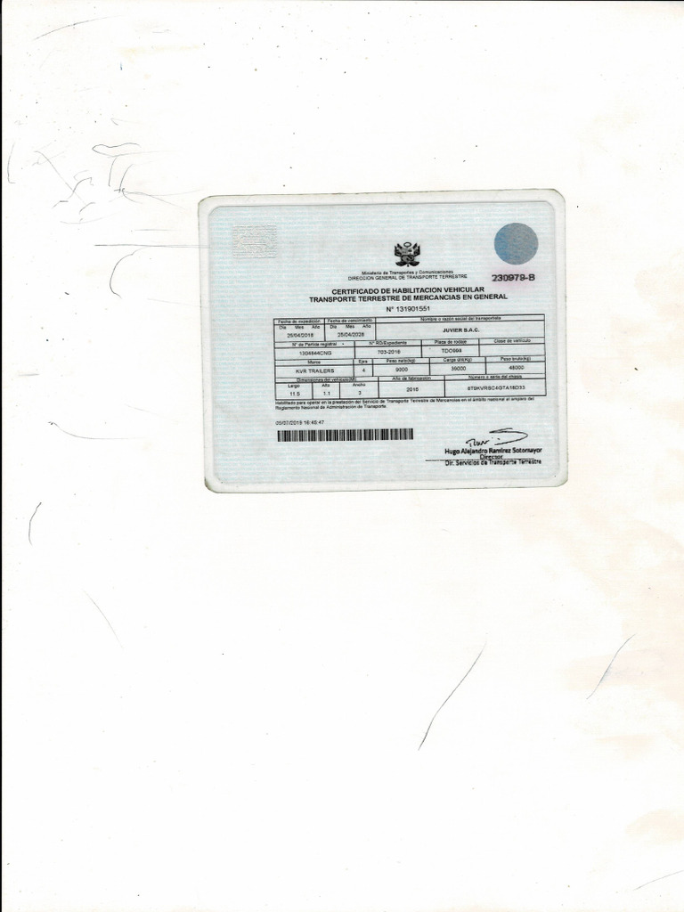 T04-Tarjeta Circulacion - Cama Baja Tdo998 | PDF