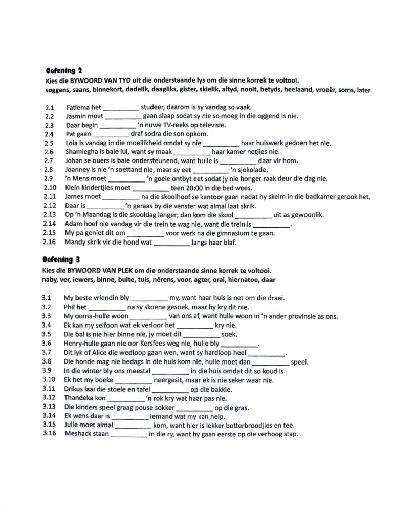 Bywoorde Oefening | PDF