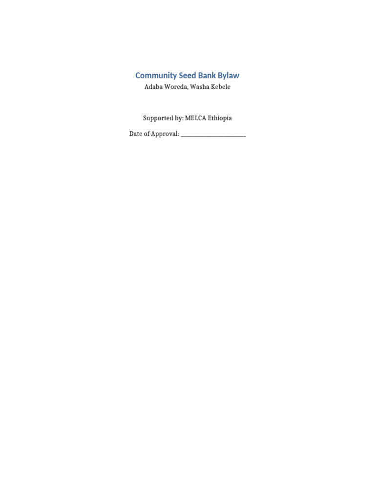 Adaba Community Seed Bank Bylaw | PDF | Climate Resilience | Economies