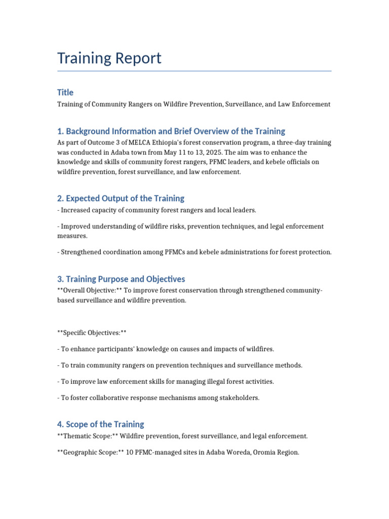 Community Ranger Wildfire Training Report | PDF | Forest Management ...
