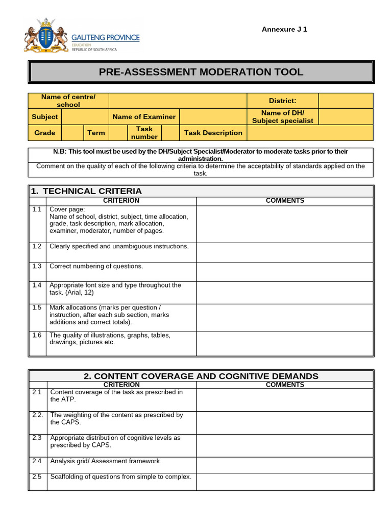 Annexure J1 Pre-Moderation | PDF | Learning | Cognition