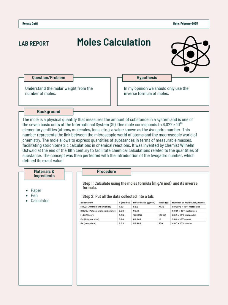 Lab Report Moles | PDF
