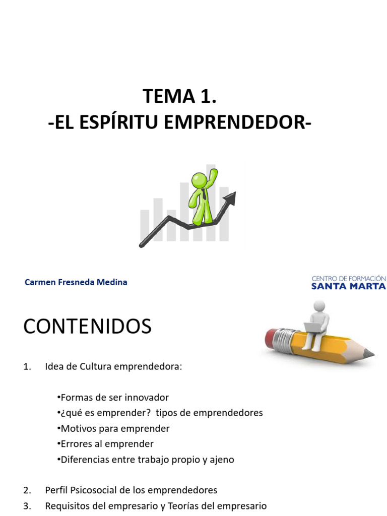 Tema 1 El Espíritu Emprendedor Pdf Iniciativa Empresarial