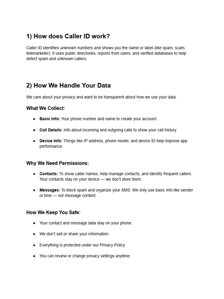 Caller ID and Data Privacy Overview | PDF | Spamming | Privacy