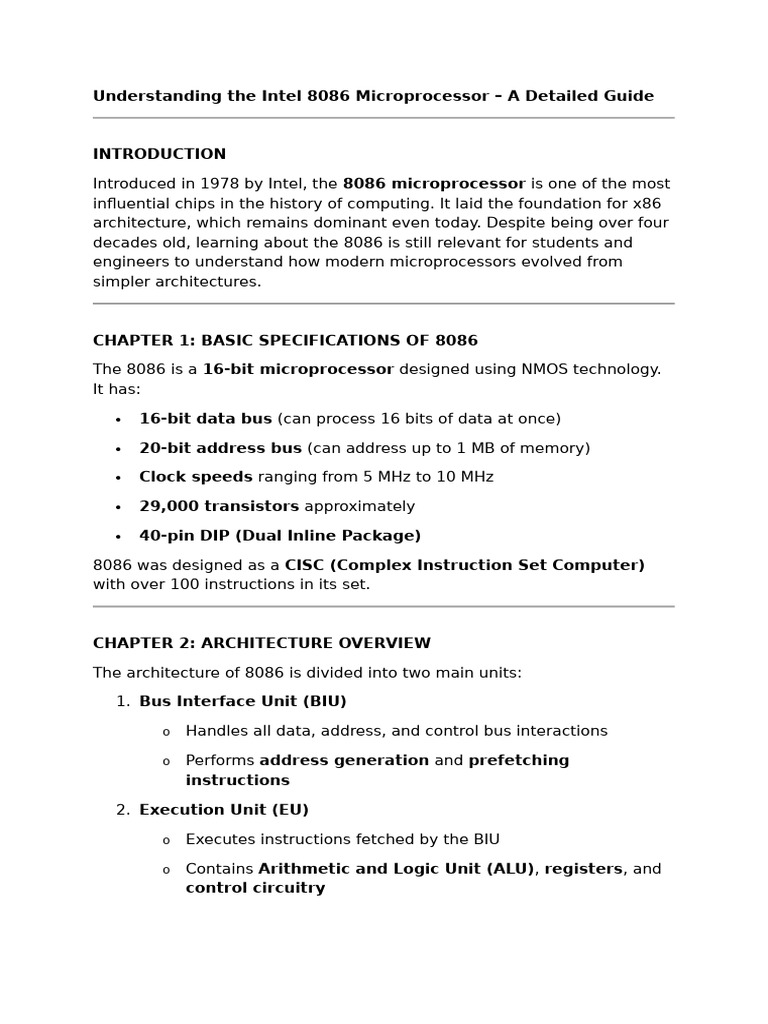 Understanding The Intel 8086 Microprocessor | PDF | Central Processing Unit | Computing