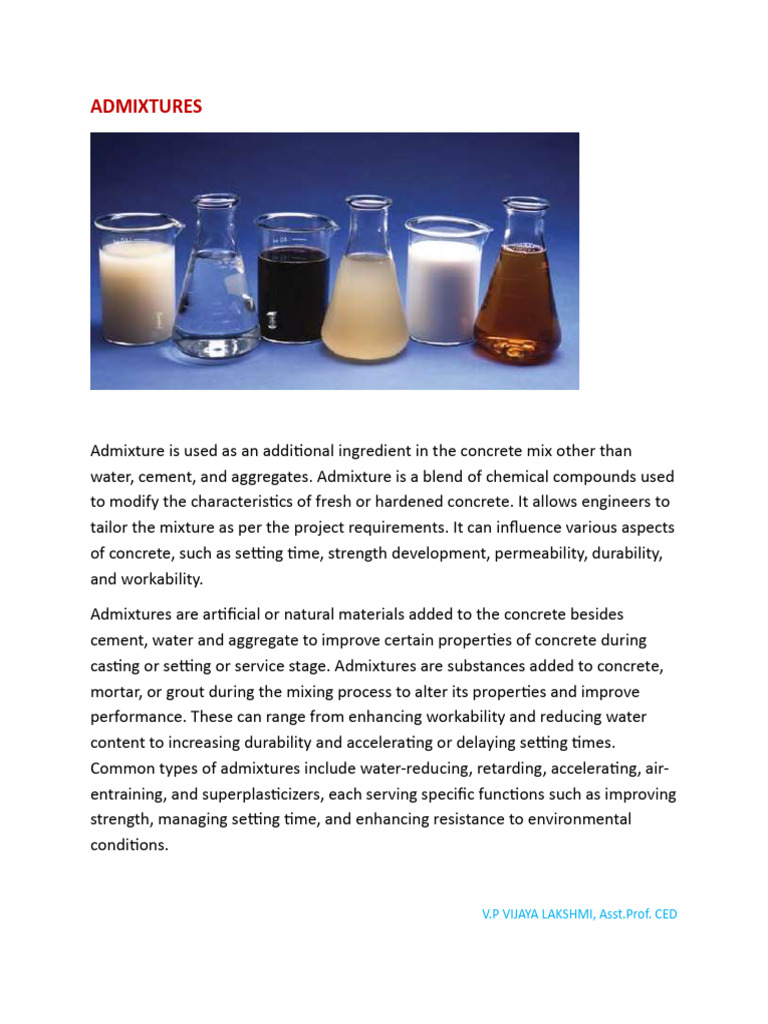 Admixtures | PDF | Concrete | Cement