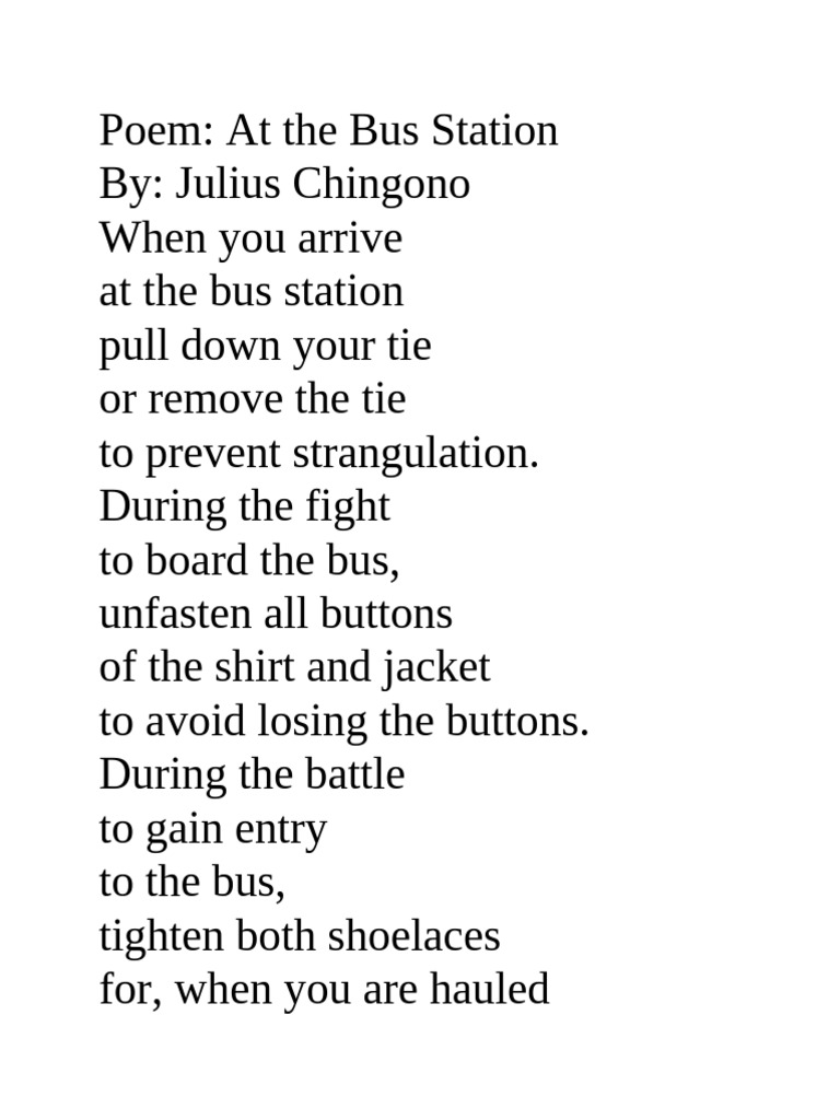 A The Bus Stsation - Chingolo | PDF | Necktie | Poetry