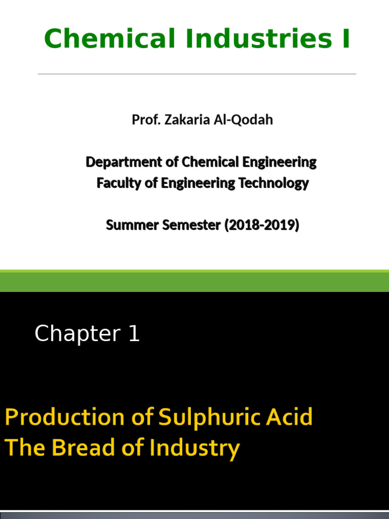 1 Production of Sulfuric Acid | PDF | Sulfuric Acid | Chemical Reactions