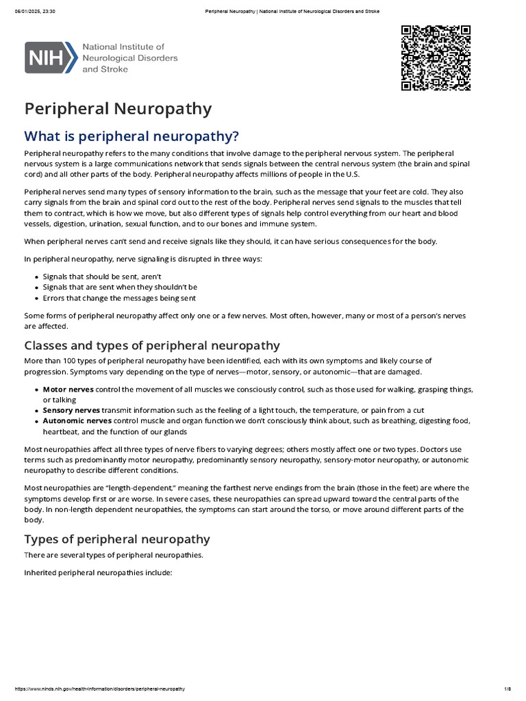 Peripheral Neuropathy - National Institute of Neurological Disorders ...