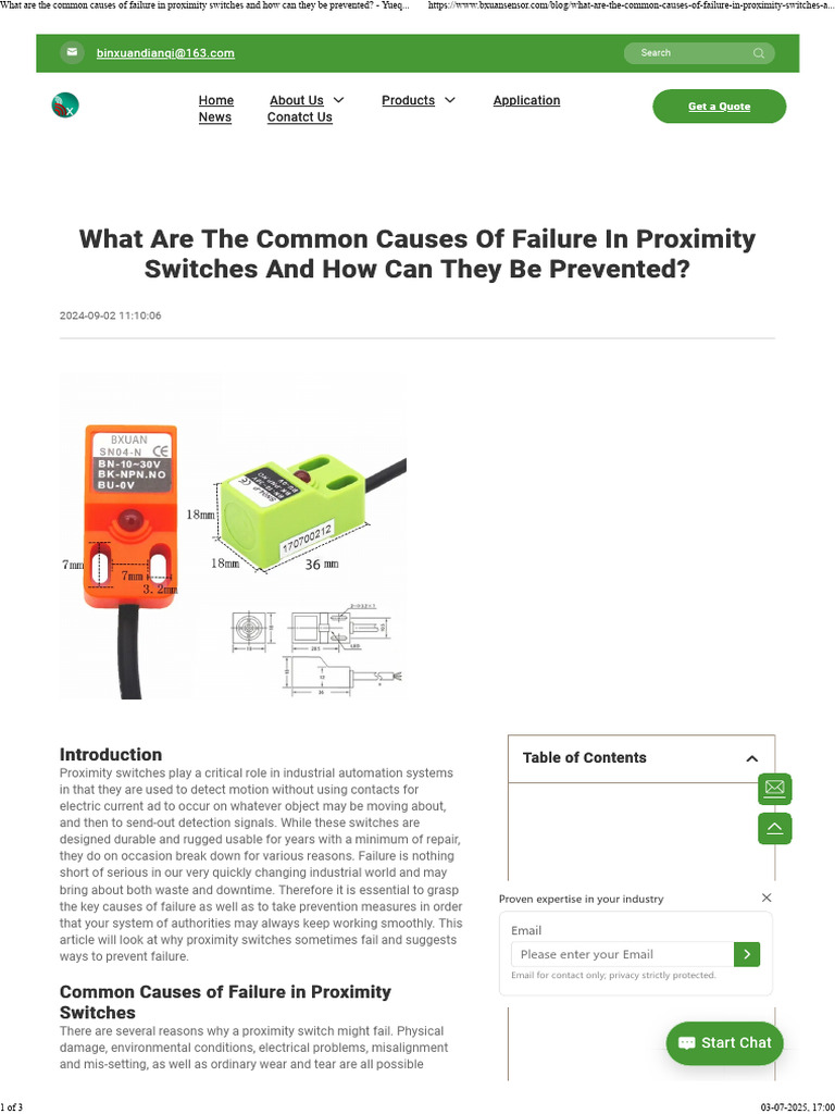 Proximity Sensor Failure Causes and Prevention | PDF | Switch ...