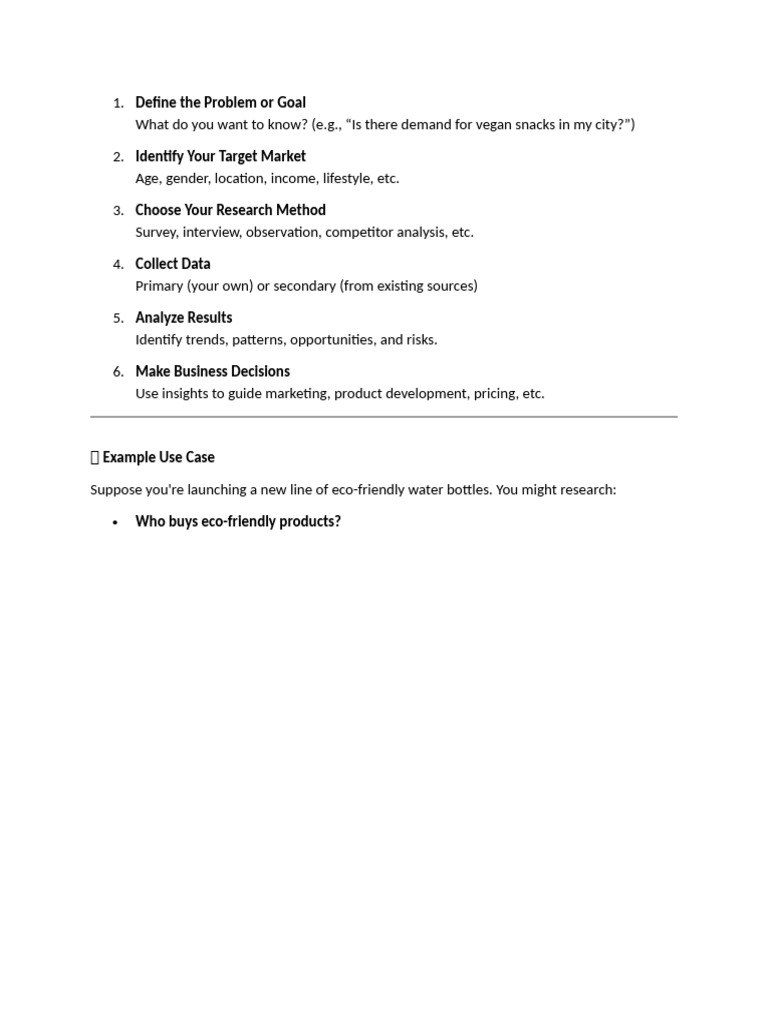 Defining Market Goals for Research | PDF