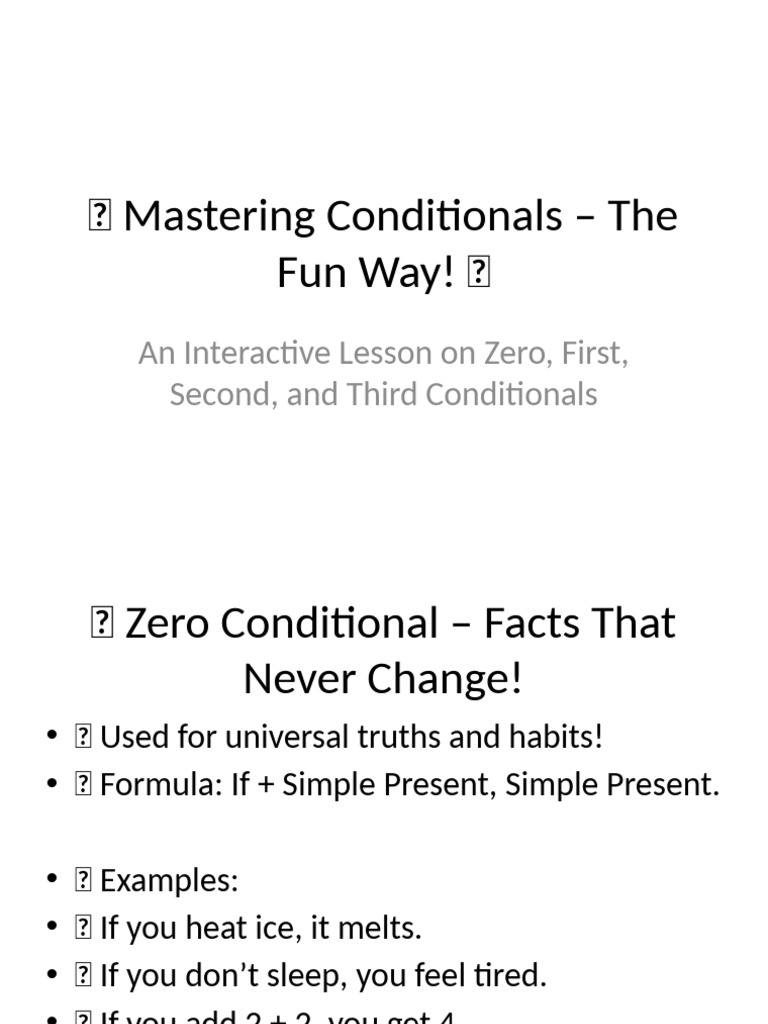 Mastering Conditionals Presentation | PDF | Linguistics | Grammar