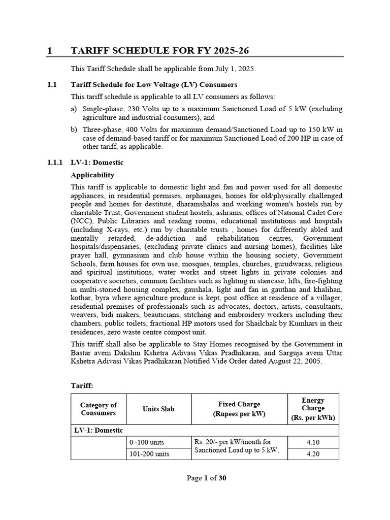 UGVCL Tariff Schedule FY 2025-26 | PDF | Payments | Tax Refund