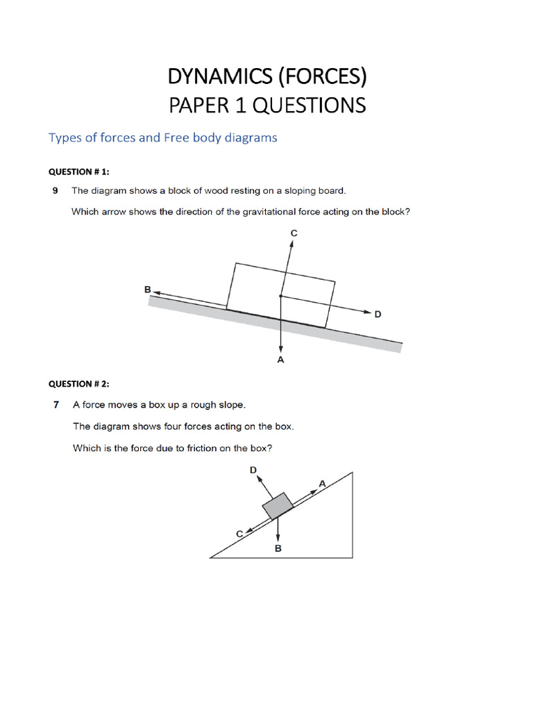 O Level Topical Past Papers - Forces or Dynamics - Physics With Talha | PDF