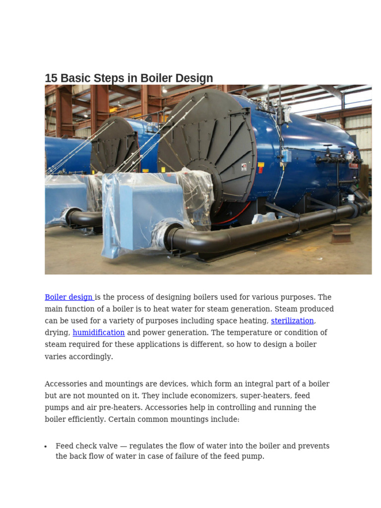 15 Basic Steps in Boiler Design | PDF | Boiler | Steam