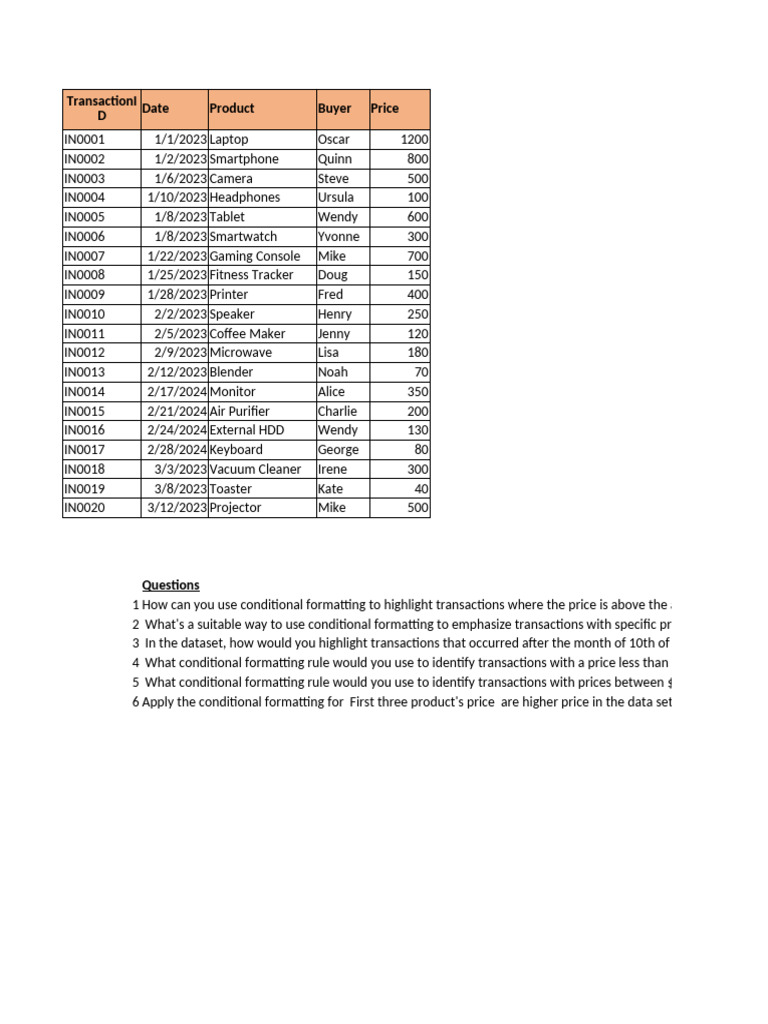 1.1 Conditional Formatting | PDF