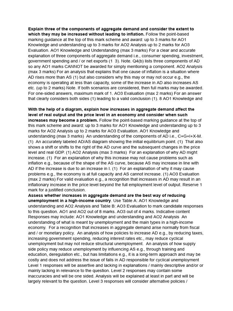 Explain Three of The Components of Aggregate Demand and Consider The Extent To Which They May Be ...