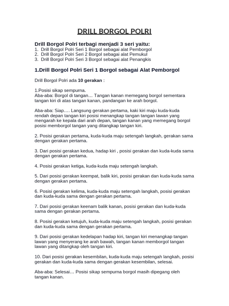 Jenis Drill Borgol Polri dan Gerakannya | PDF