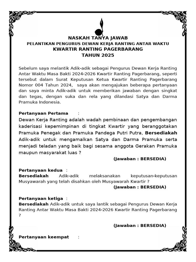 Naskah Pelantikan DKR | PDF