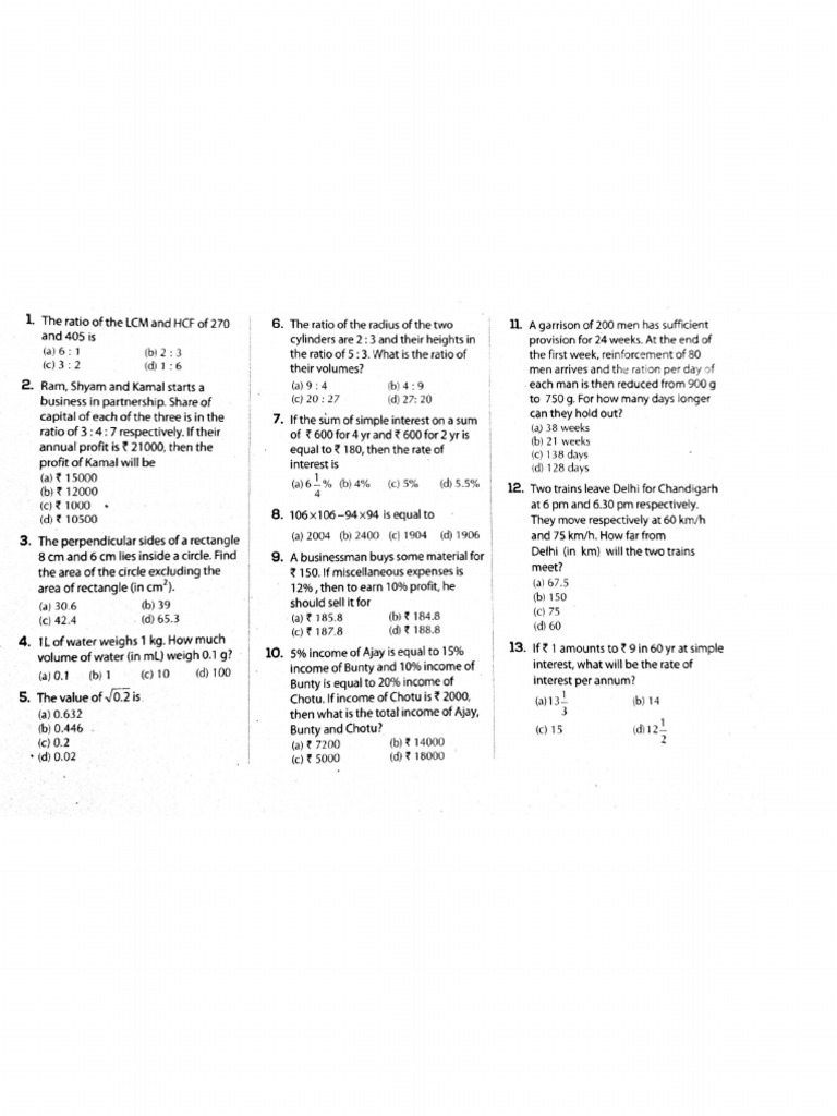 Math Set 1 QS | PDF