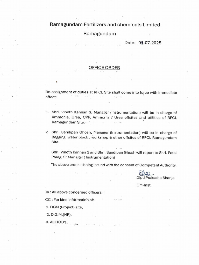 Office Order 1 | PDF
