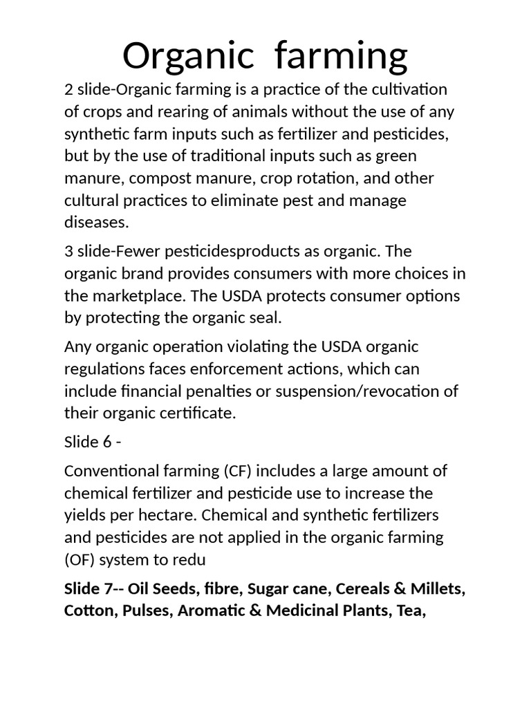 Understanding Organic Farming Practices | PDF