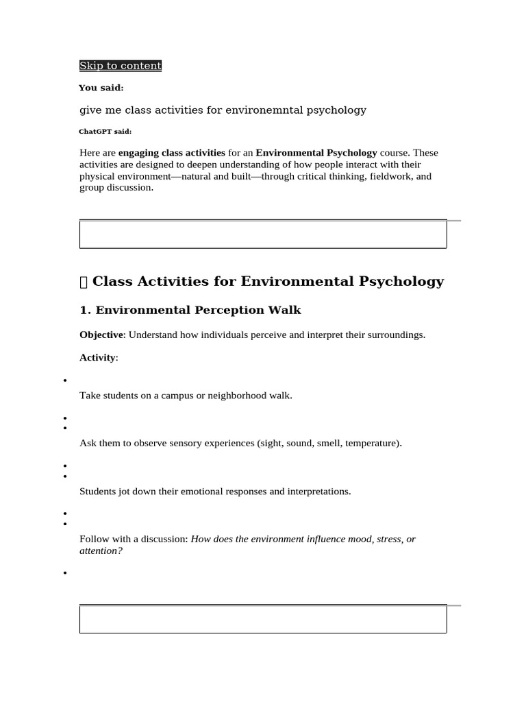 Engaging Activities for Environmental Psychology | PDF | Perception ...