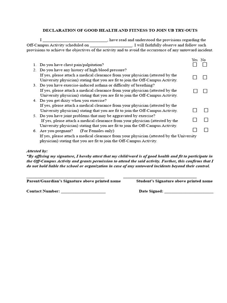 Declaration of GHF-UB TRYOUTS | PDF