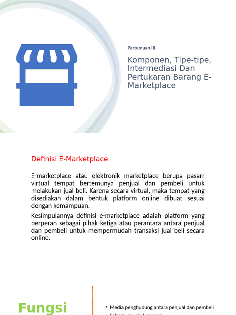 E-Bisnis 3 - Komponen, Tipe-Tipe, Intermediasi Dan Pertukaran Barang E-Marketplace | PDF