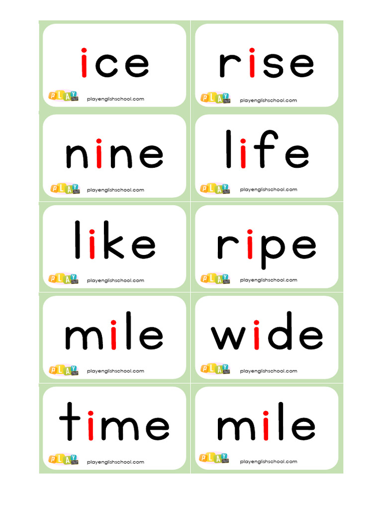 Magic E Cards - I | PDF