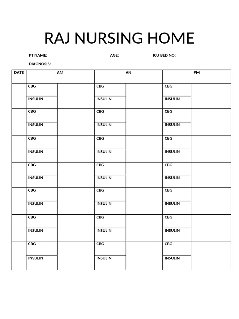 ICU Patient Insulin Monitoring Log | PDF
