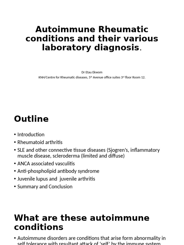 Autoimmune Rheumatic Diseases and Their Various Laboratory Diagnosis ...