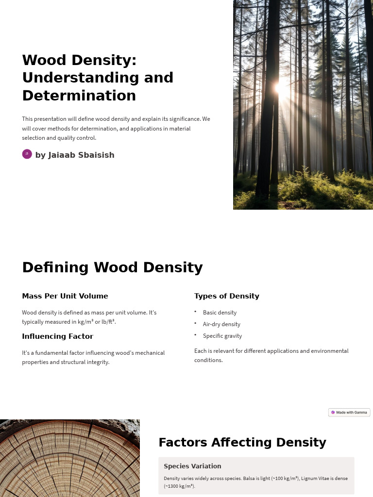 Understanding Wood Density and Measurement | PDF | Density | Wood
