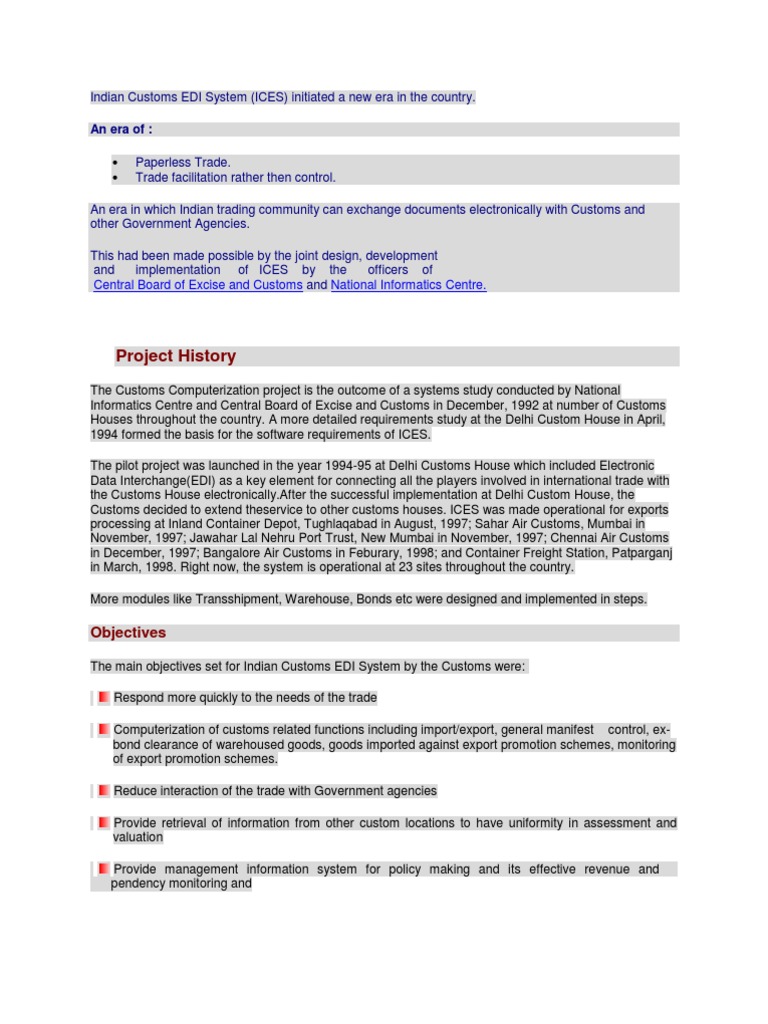 Indian Customs EDI System | PDF | Electronic Data Interchange | Invoice