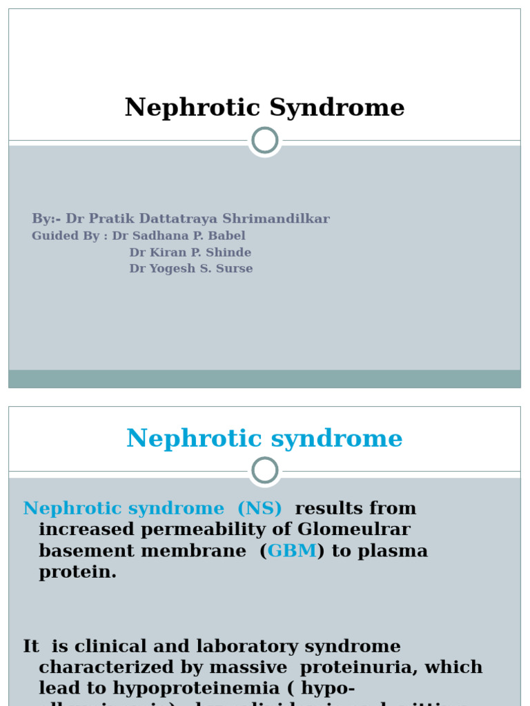 9.nephrotic Syndrome | PDF | Kidney Disease | Corticosteroid