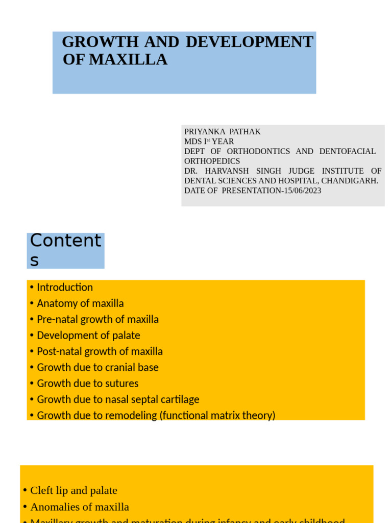 Growth and Development of Maxila# | PDF | Skull | Bone