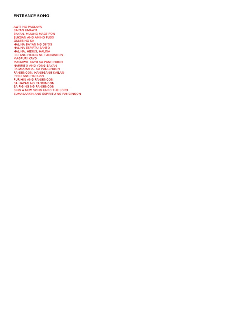 Entrance Song | PDF