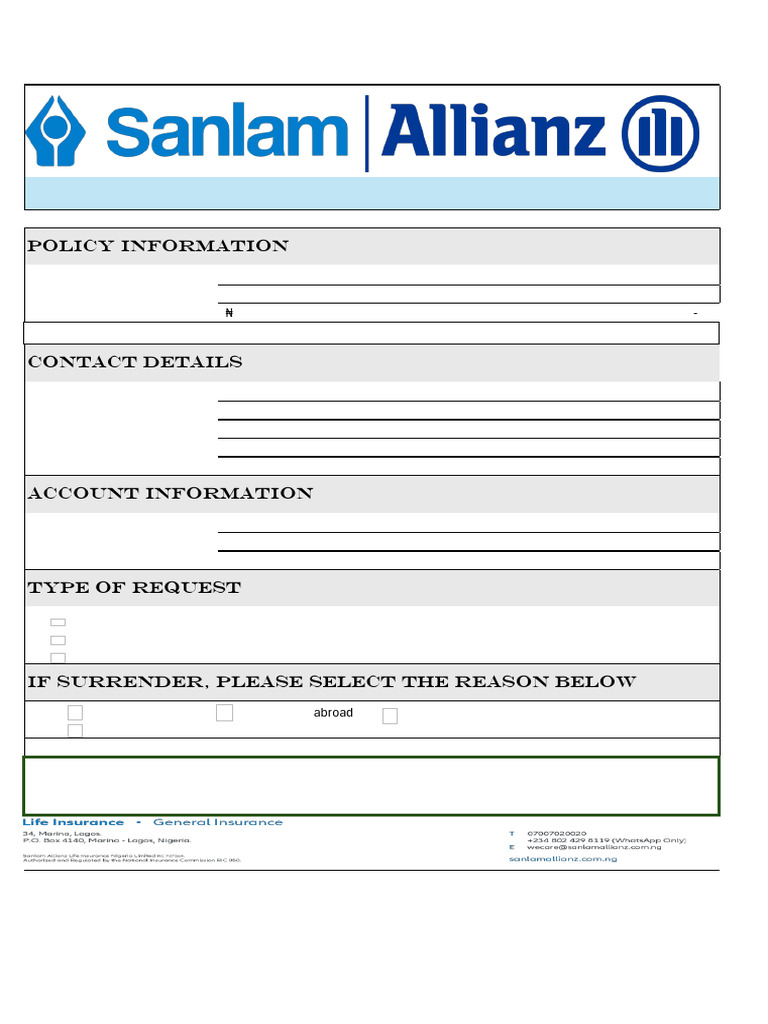 Surrender Request Form 2025 PDF | PDF