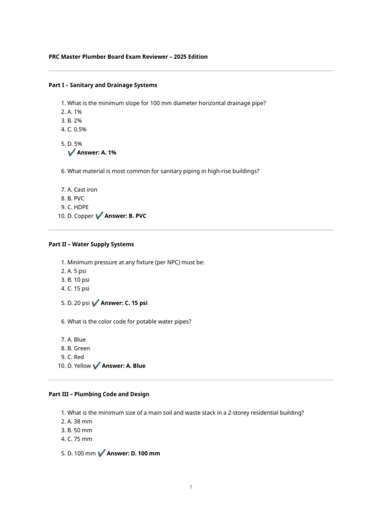 PRC Master Plumber Reviewer 2025 | PDF