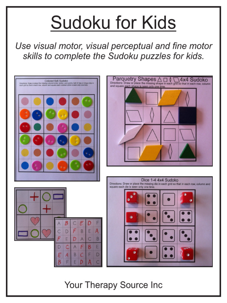 SudokuForKids1 Fine Motor-Visual Motor | PDF | Recreational Mathematics ...