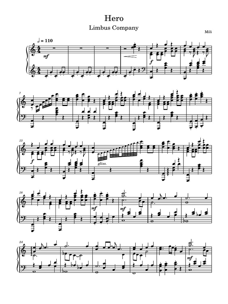 Mili's "Hero" Sheet Music Guide | PDF