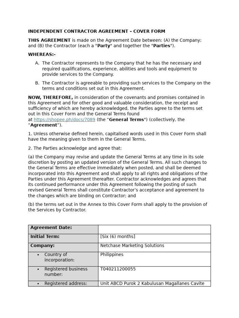 Rider Contract | PDF | Consideration | Banks
